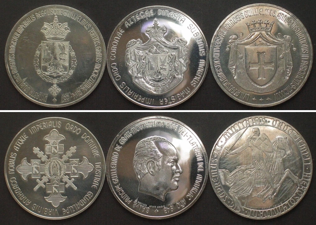 Mexiko AZTEC EMPIRE. 3 Medallic issues 1950s, GUILLERMO III DE GRAU ...