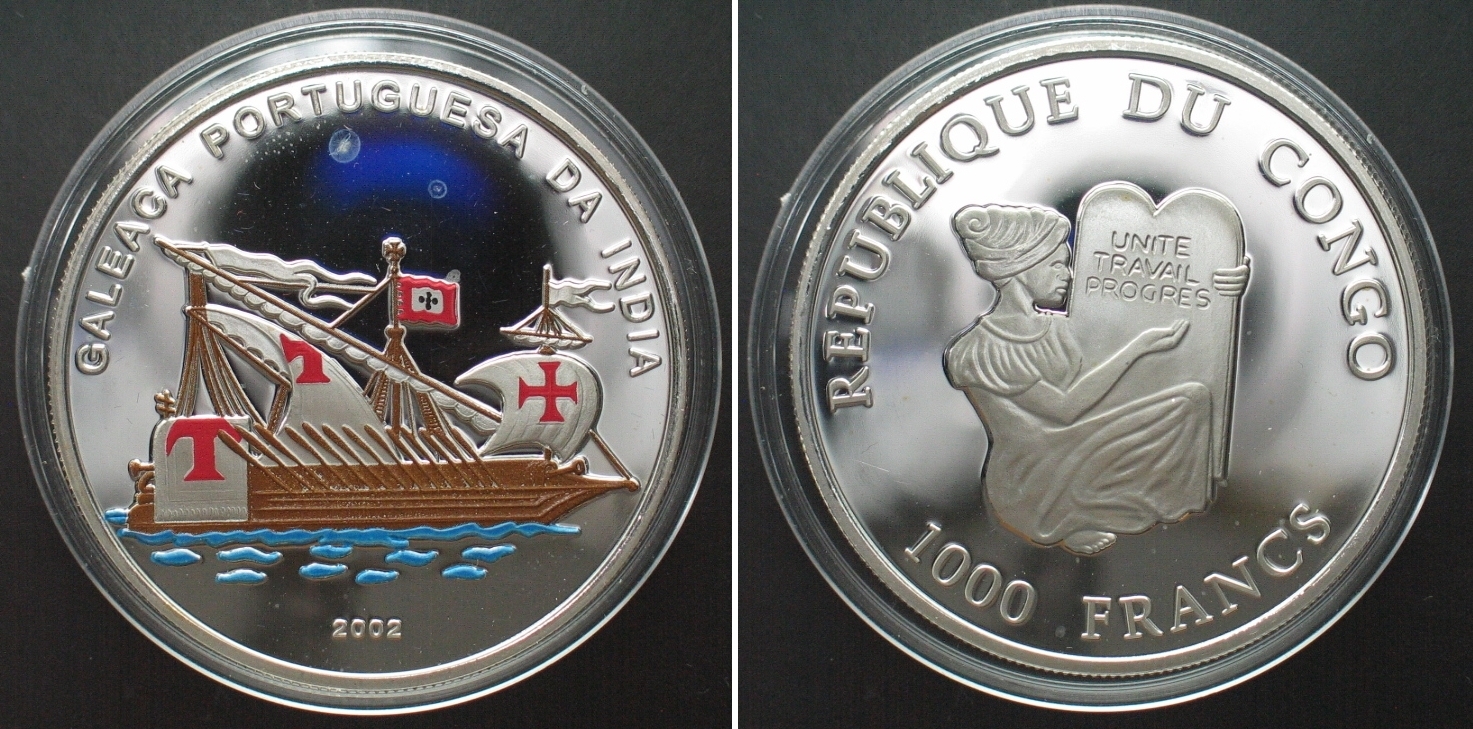 Kongo - Brazzaville CONGO 1000 Francs 2002 GALEACA PORTUGUESA DA INDIA ...