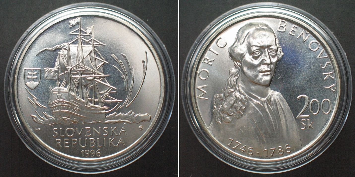 Slowakei SLOVAKIA 200 Korun 1996 MORIC BENOVSKY silver BU | MA-Shops