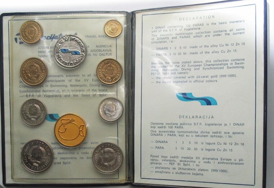 Jugoslawien YUGOSLAV NUMISMATIC SOUVENIR, 1981 Swimming European ...