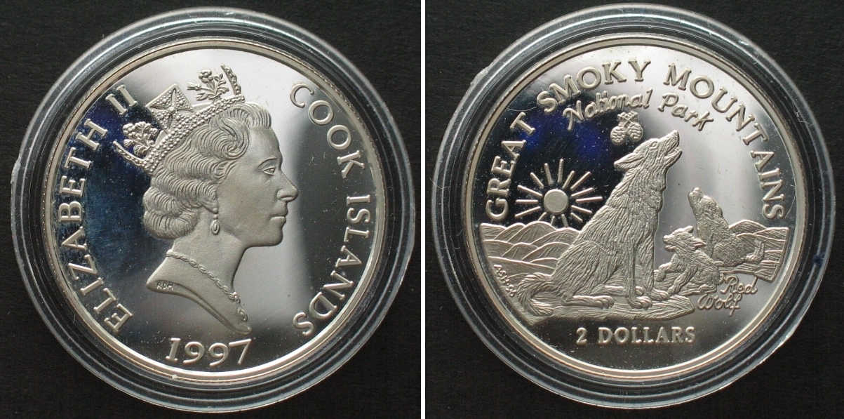 Cook-Inseln COOK ISLANDS 2 Dollars 1997 Great Smoky Mountains US ...