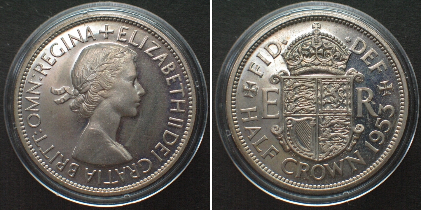 England GREAT BRITAIN Half Crown 1953 ELIZABETH II Proof from ...
