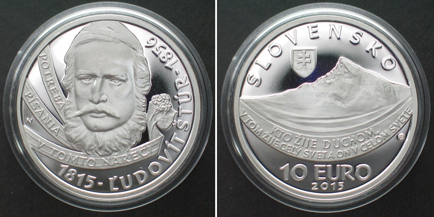 Slowakei SLOVAKIA. 10 Euro 2015, Ludovit Stur, silver Proof | MA-Shops
