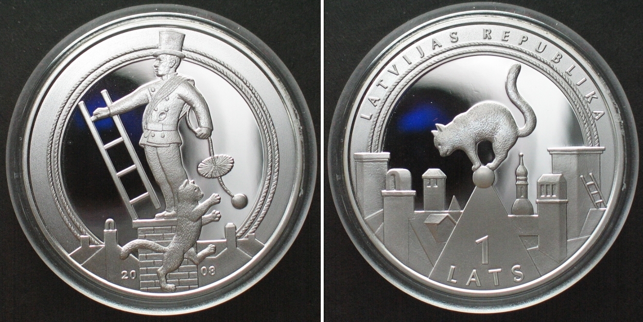 Lettland LATVIA 1 Lats 2008, LUCKY COIN, silver Proof | MA-Shops