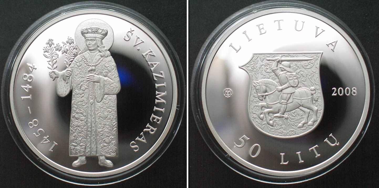 Litauen LITHUANIA 50 Litu 2008, St. Casimir, silver Proof | MA-Shops