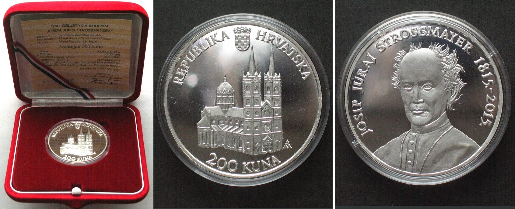 Kroatien CROATIA. 200 Kuna 2015, Josip Juraj Strossmayer, silver, Proof ...