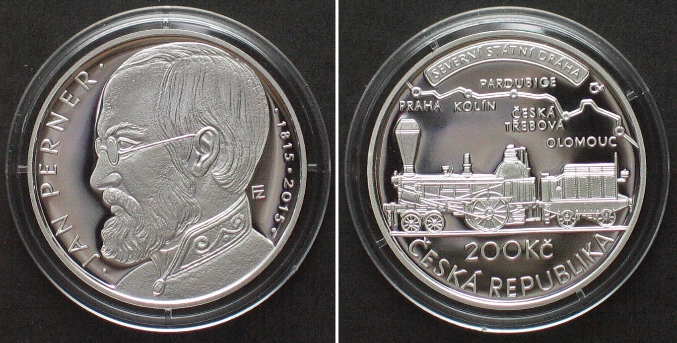 Tschechische Republik Kronen CZECH REPUBLIC. 200 Korun 2015, Railways ...
