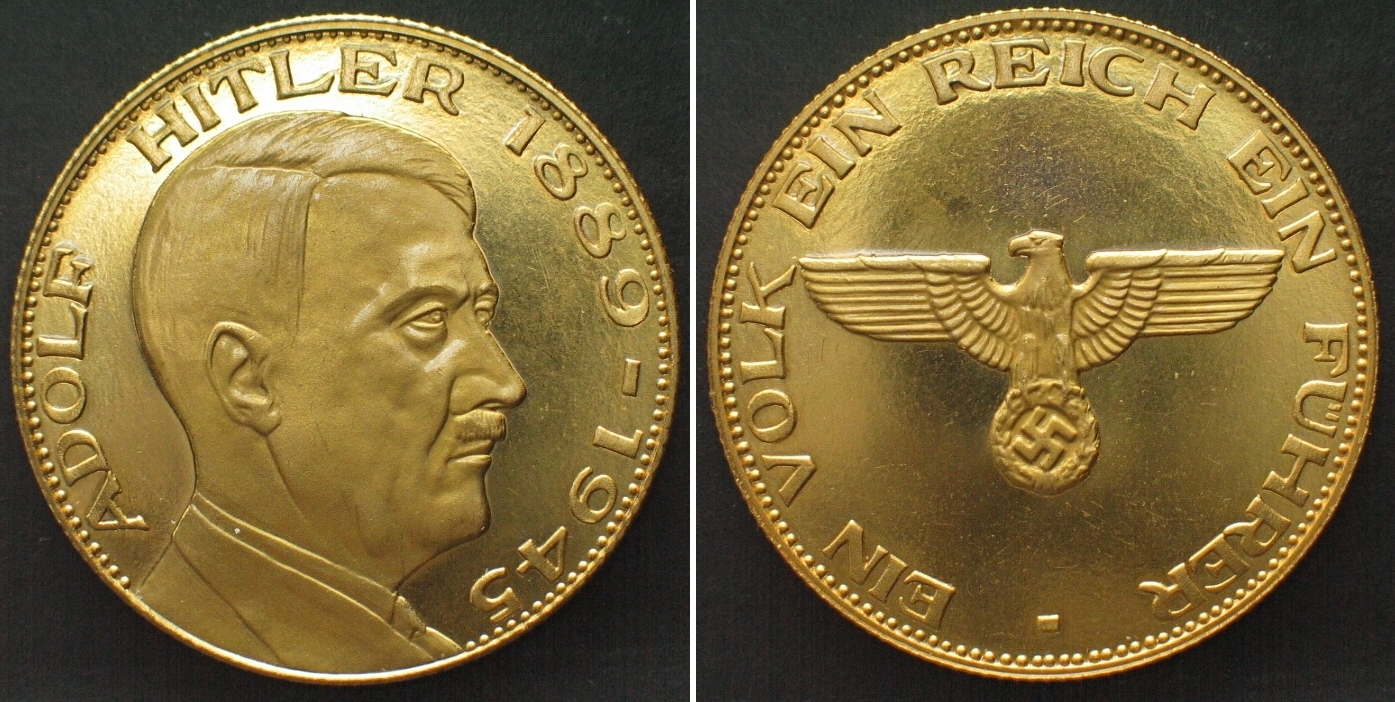 Italien - Medaillen ADOLF HITLER Medal ND (1960s) gilt bronze 35mm ...