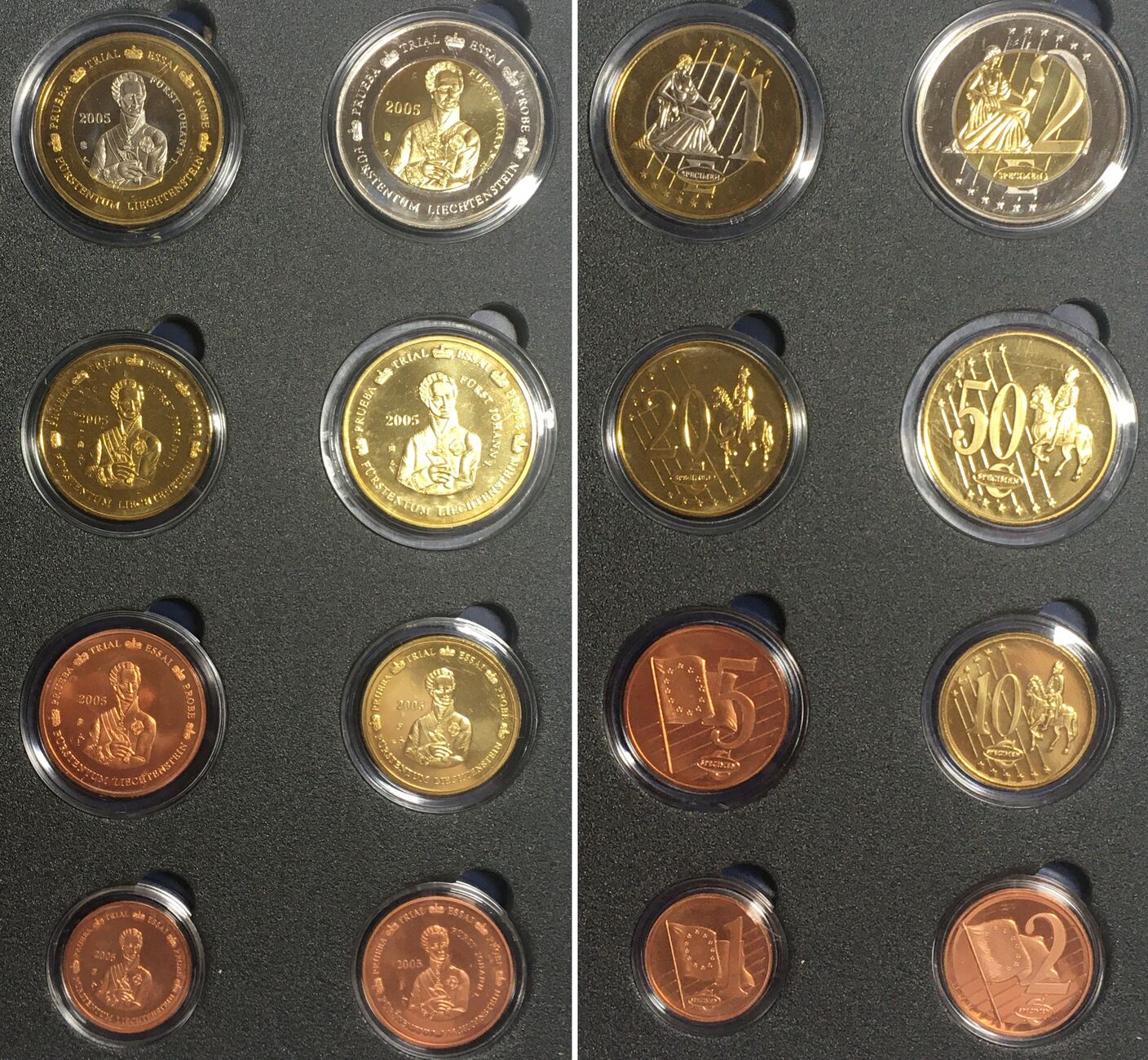 Europroben LIECHTENSTEIN - SPECIMEN Euro Pattern Proof Set 2005 BU | MA ...