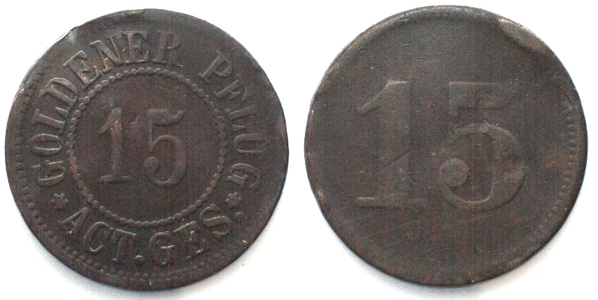 Deutschland - Marken und Zeichen GOLDENER PFLUG - ACT. GES. 15, copper ...