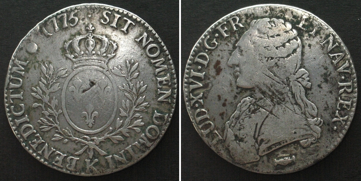 Frankreich FRANCE Ecu 1775 K Bordeaux mint LOUIS XVI silver VF | MA-Shops