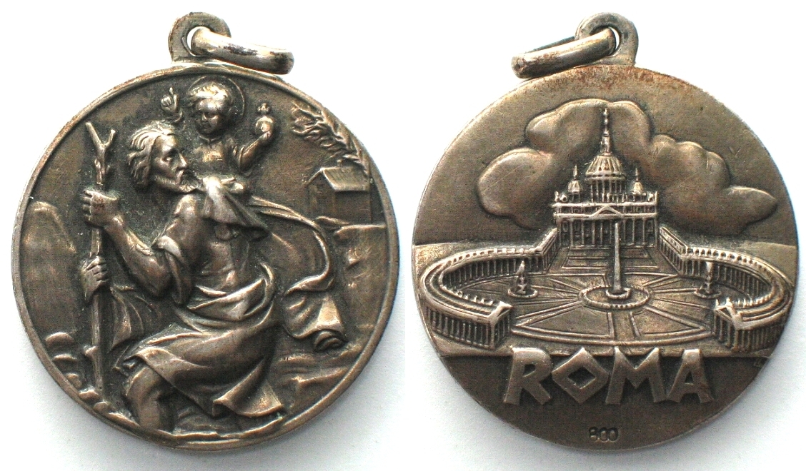 Vatikan - Medaillen ST. CHRISTOPHER - ROMA Medal ca. 1950, silver, 28mm ...