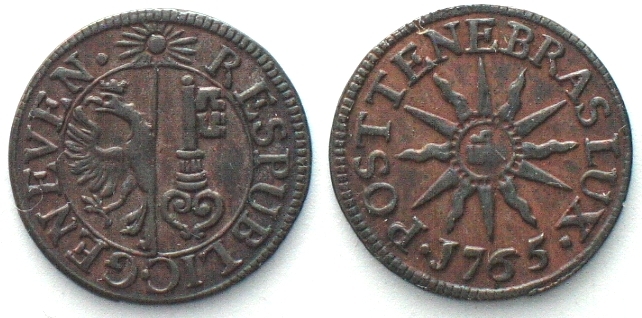 Schweiz - Genf Swiss GENEVA 2 Quarts (6 Deniers) 1765 billon AU! | MA-Shops