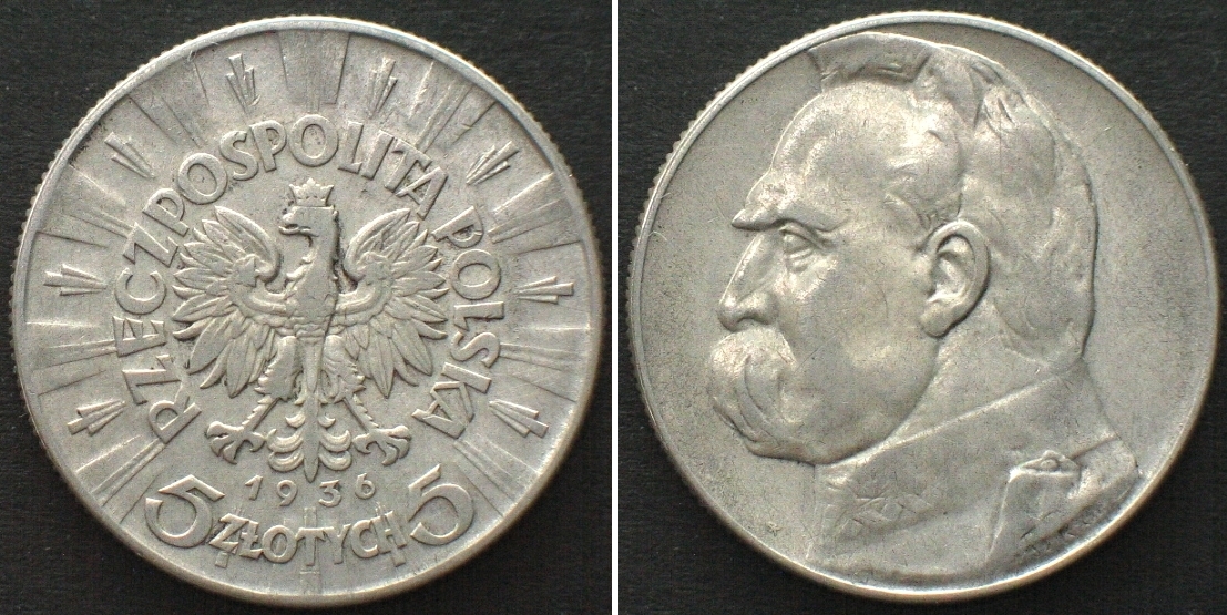 Polen POLAND 5 Zlotych 1936 PILSUDSKI silver XF EF | MA-Shops