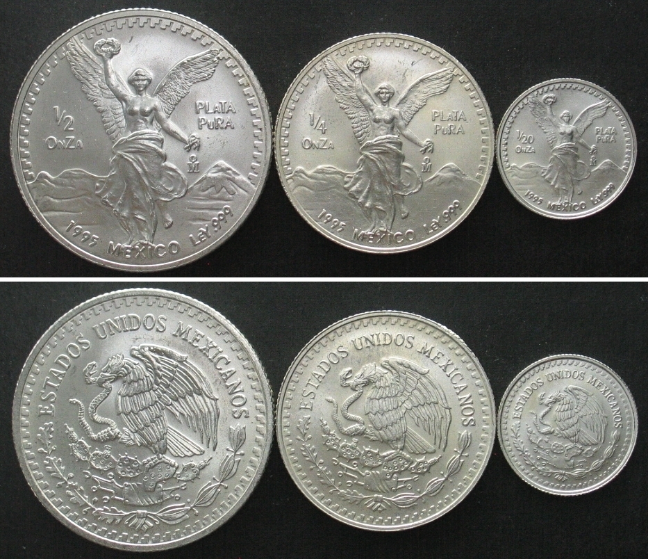 Mexiko MEXICO 1/2, 1/4, 1/20 Onza 1995 LIBERTAD silver UNC | MA-Shops