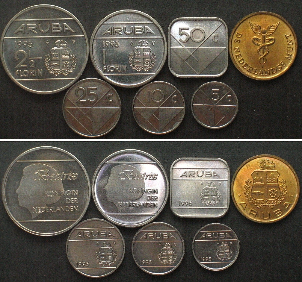 ARUBA Circulation Coin Set 1995, with mint token, UNC | MA-Shops