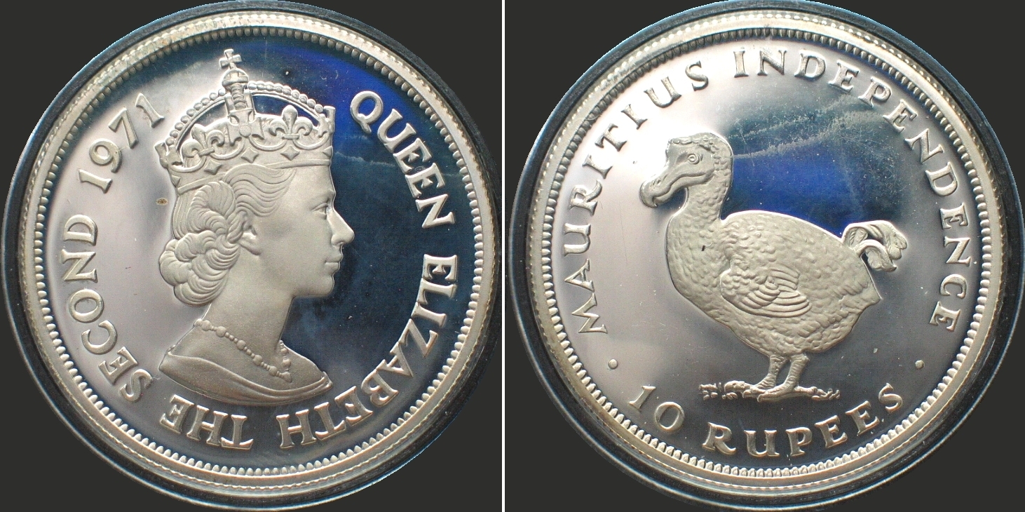 MAURITIUS. 10 Rupees 1971, Dodo, INDEPENDENCE, silver, Proof RARE! | MA ...
