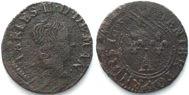 Frankreich - Nevers & Rethel NEVERS & RETHEL Denier 1653 A CHARLES II ...