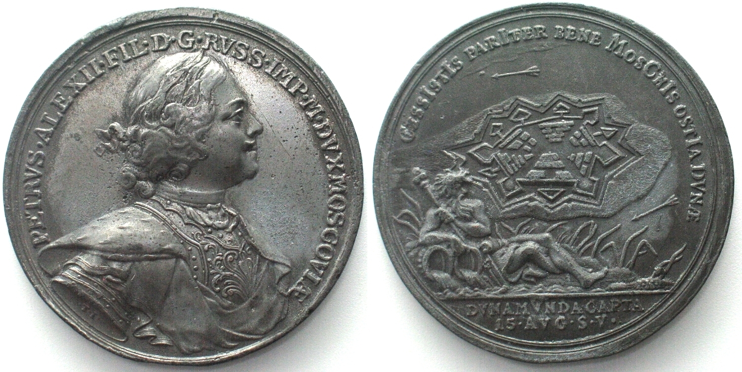 Russland - Medaillen PETER I THE GREAT. Medal CAPTURE OF DUNAMUNDE 1710 ...