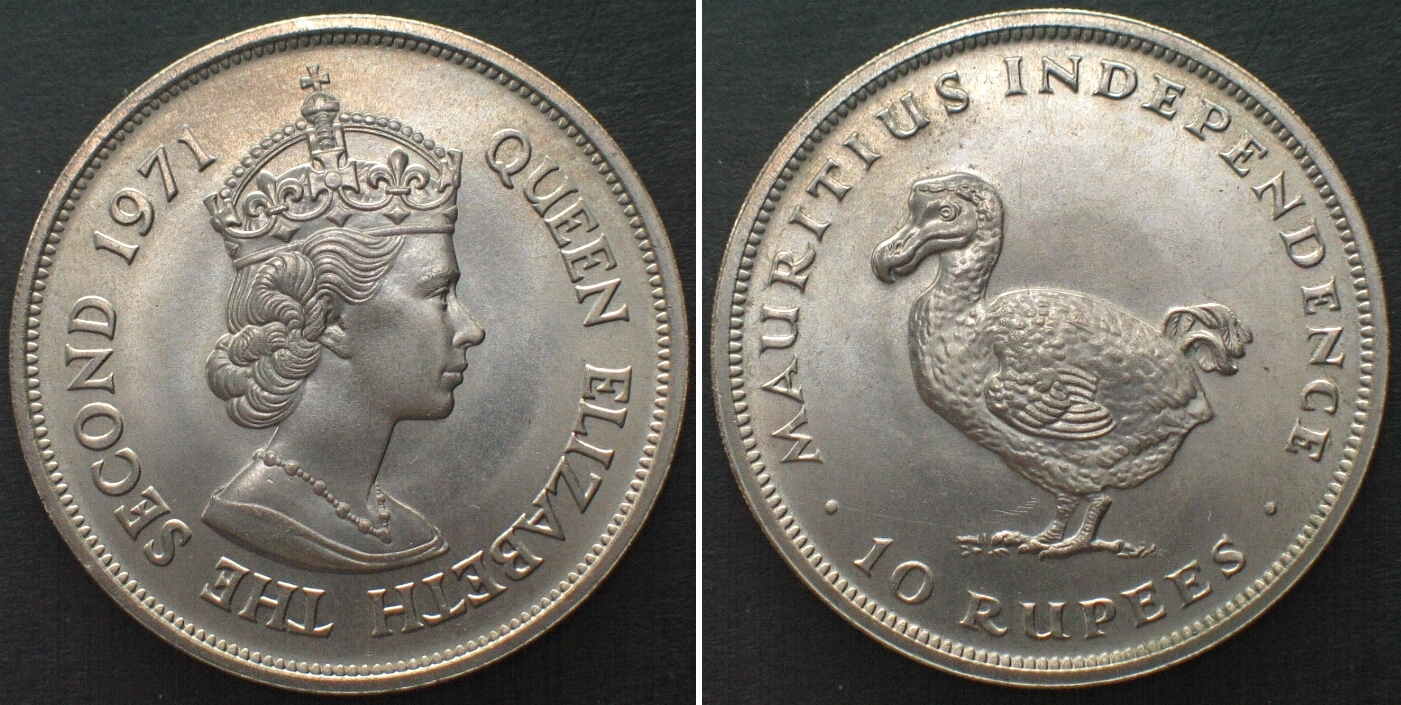 MAURITIUS 10 Rupees 1971 Dodo INDEPENDENCE Cu-Ni UNC SCARCE! | MA-Shops