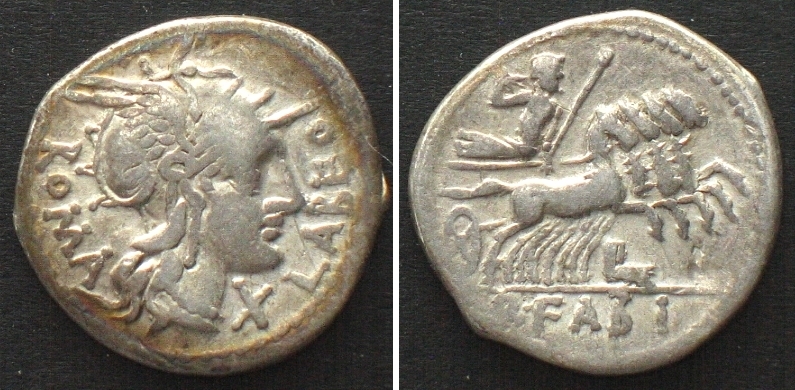 Roman Republic -124 QUINTUS FABIUS LABEO 124 BC, AR Denarius ROMA LABEO ...