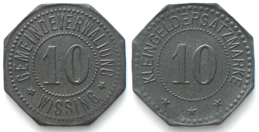 Wissing (Bayern) 1917-1921 Germany WISSING (Bavaria) 10 Pfennig ND ...