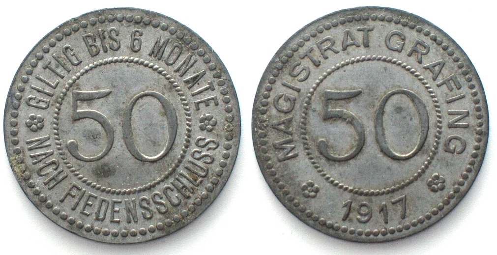 Grafing (Bayern) Germany GRAFING (Bavaria) 50 Pfennig 1917, NOTGELD ...