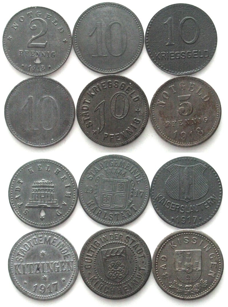 Deutschland - Notmünzen 1918-1921 GERMAN NOTGELD. 6 coins, K EF-UNC ...