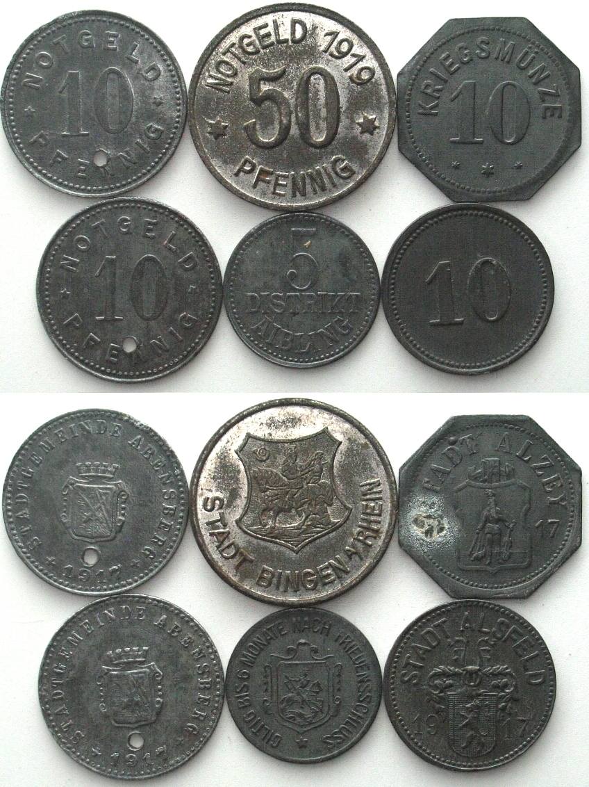 Deutschland - Notmünzen 1918-1921 GERMAN NOTGELD. 6 coins, A & B EF-UNC ...
