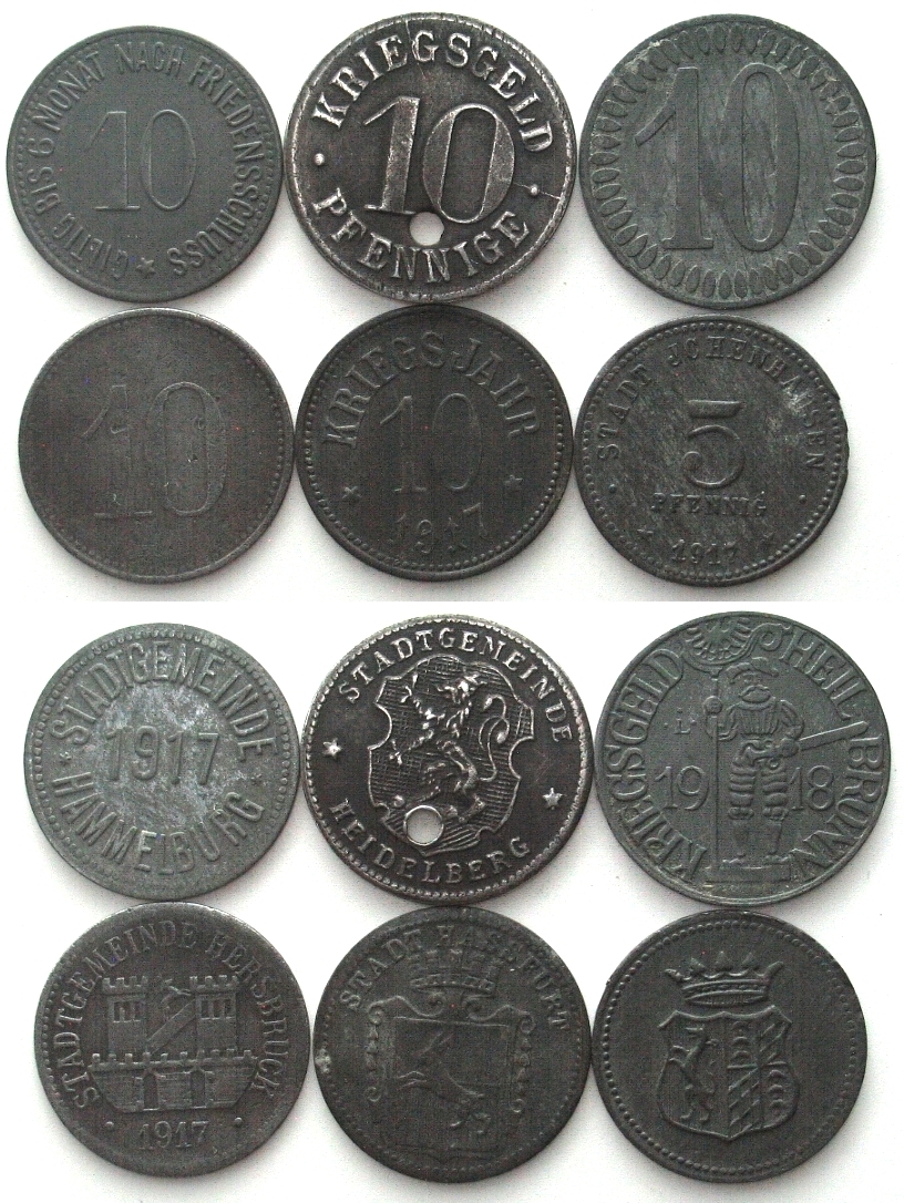 Deutschland - Notmünzen 1918-1921 GERMAN NOTGELD. 6 coins, H & I EF-UNC ...
