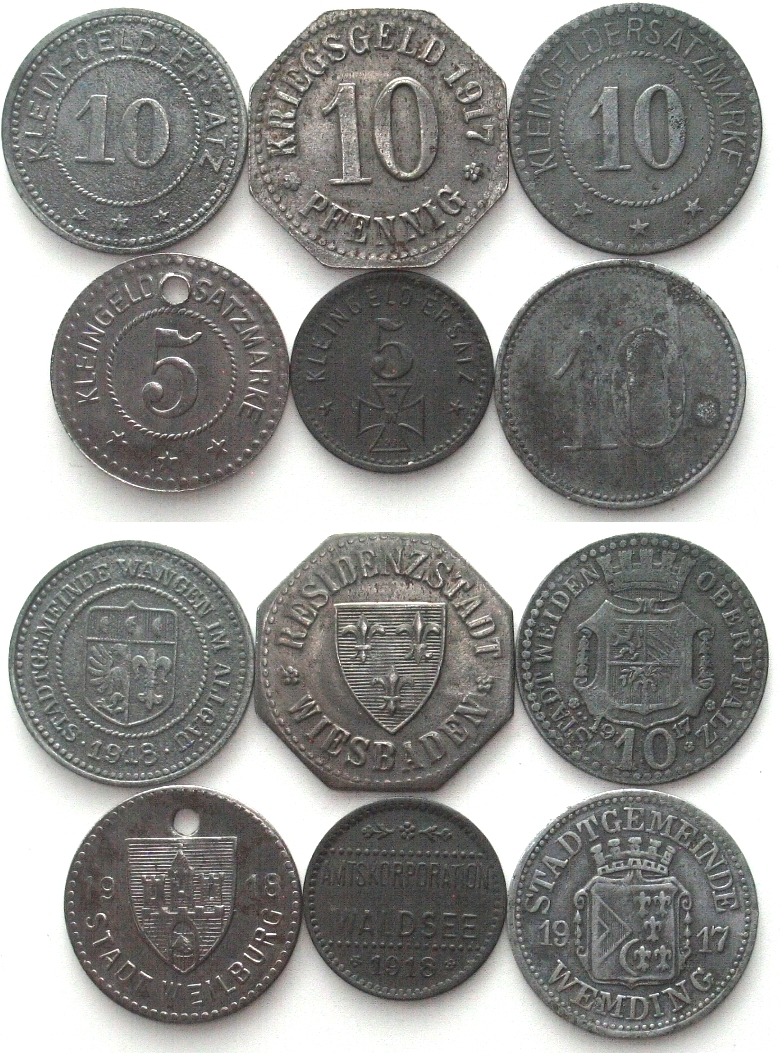 Deutschland - Notmünzen 1918-1921 GERMAN NOTGELD. 6 coins, W EF-UNC ...