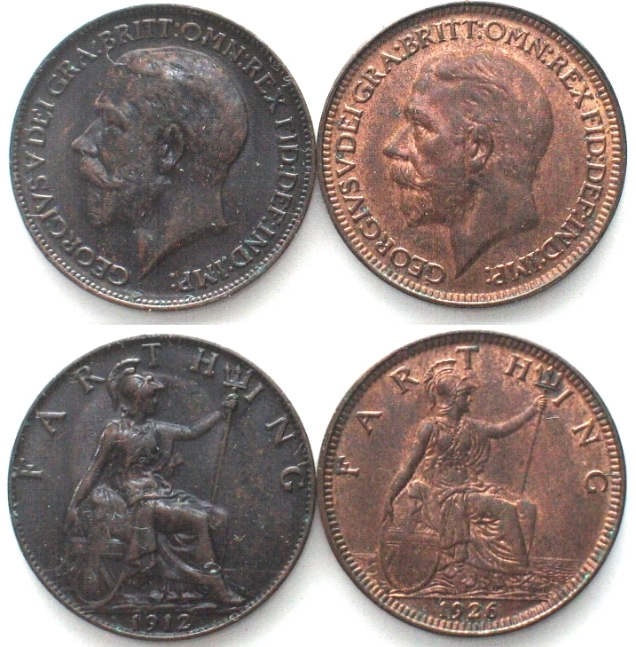 England 1912,1926 GREAT BRITAIN Penny 1920 GEORGE V bronze UNC! | MA-Shops