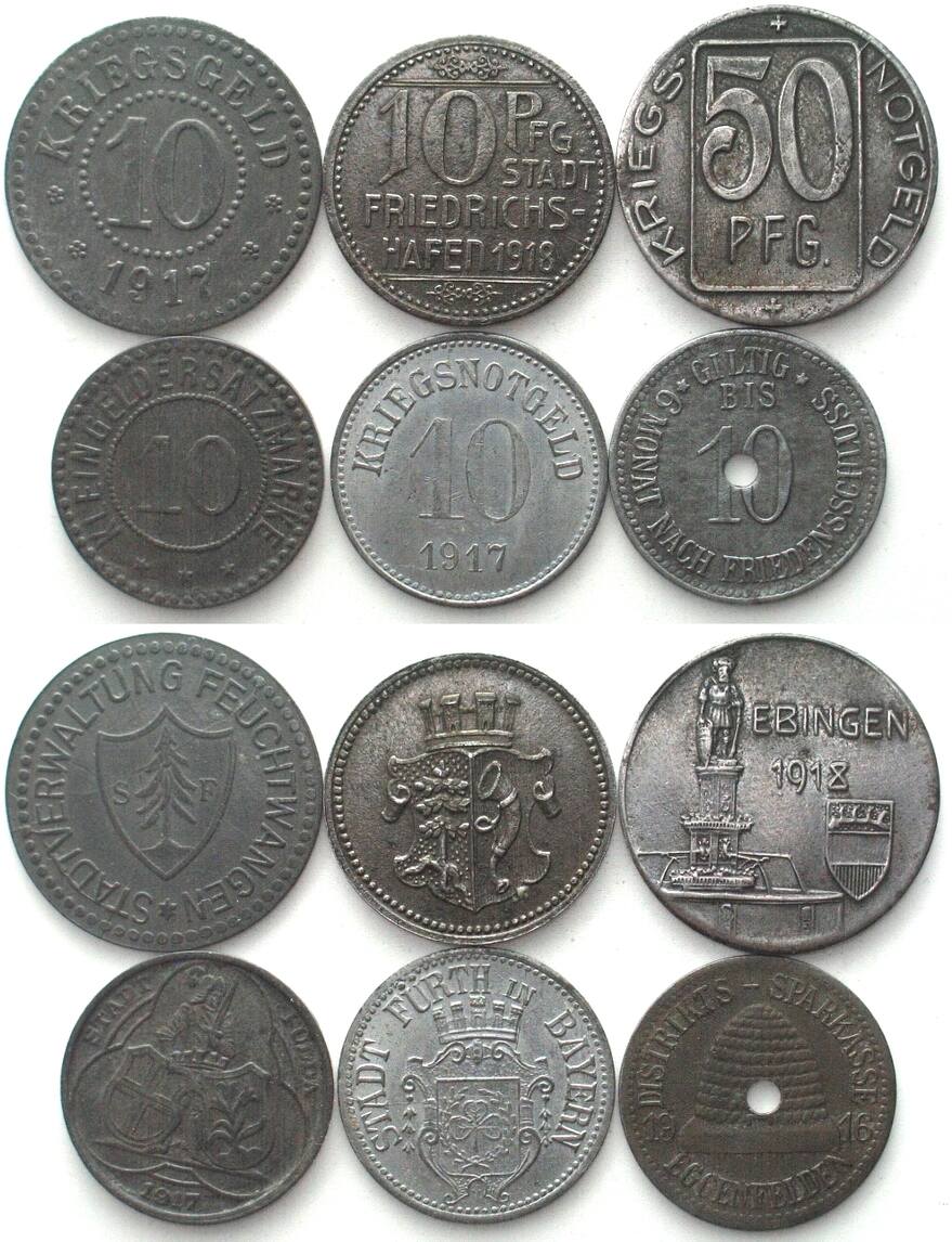 Deutschland - Notmünzen 1918-1921 GERMAN NOTGELD. 6 coins, E & F EF-UNC ...
