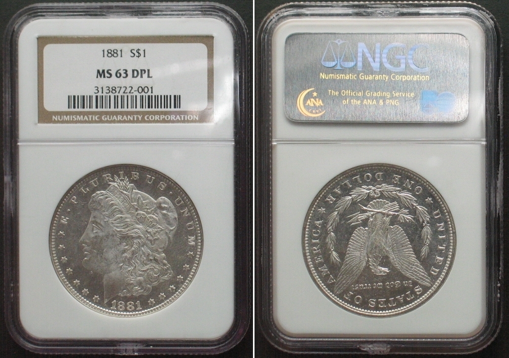 $1 SILVER DOLLAR USA 1881 Philadelhia Morgan Dollar NGC MS 63 DPL | MA ...