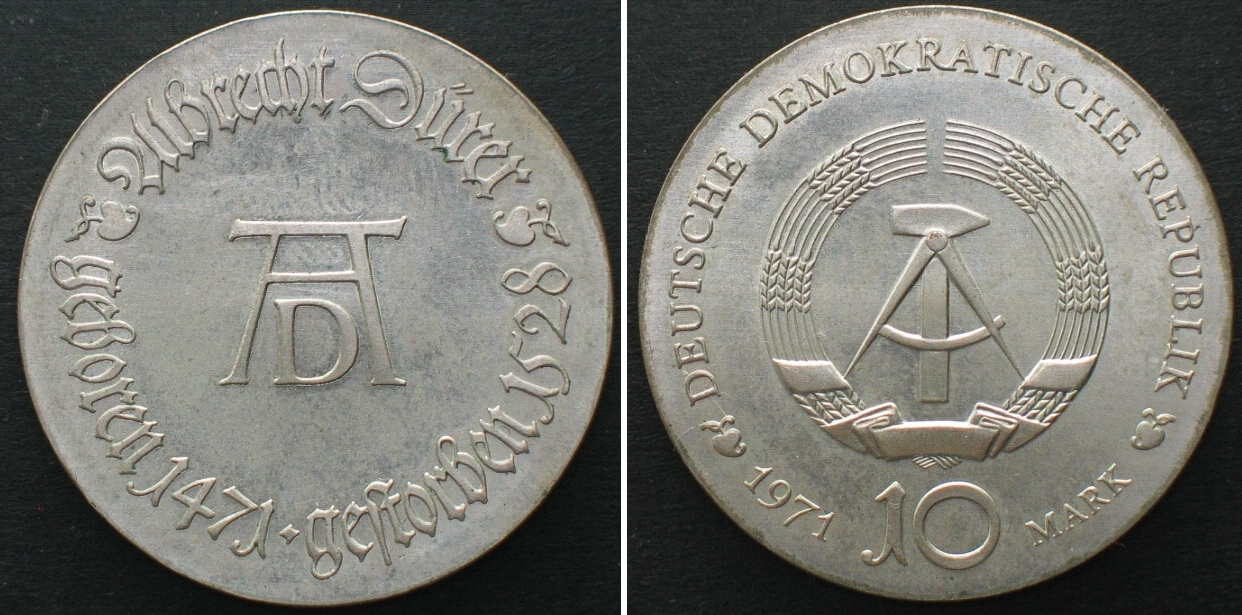 Deutschland - DDR GERMAN DEMOCRATIC REPUBLIC. 10 Mark 1971 A, ALBRECHT ...