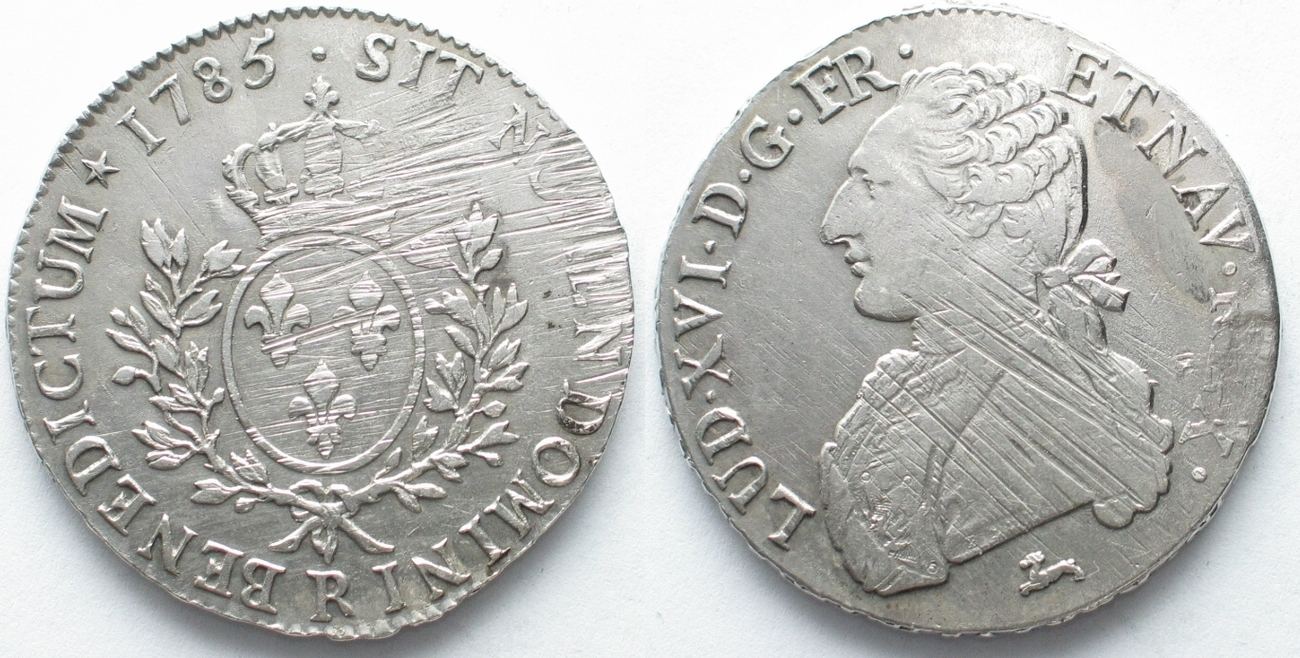 Frankreich Laubtaler FRANCE Ecu 1785 R Orleans LOUIS XVI silver AU ...