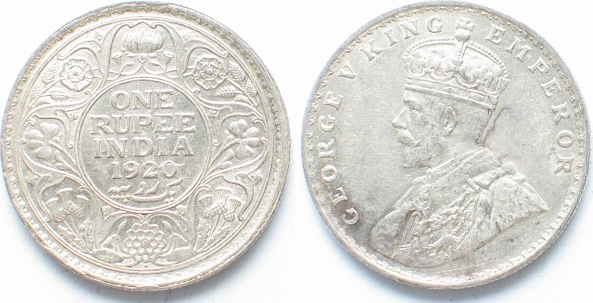 Indien Britisch BRITISH INDIA Rupee 1920 Bombay mint GEORGE V silver ...