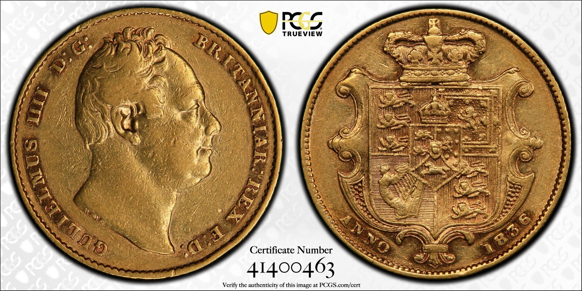 GREAT BRITAIN Sovereign 1836 WILLIAM IV gold PCGS XF45 | MA-Shops