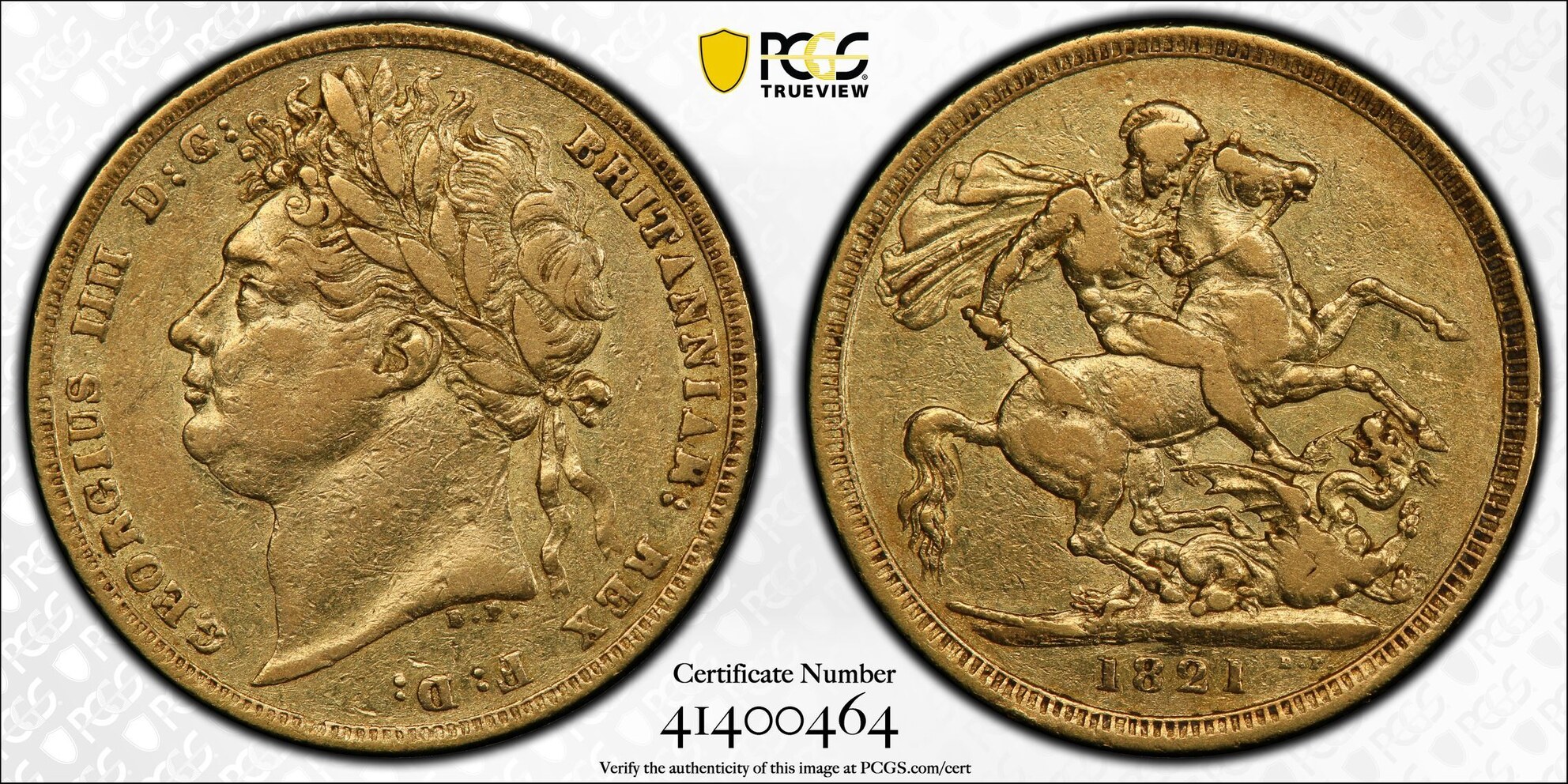 GREAT BRITAIN Sovereign 1821 GEORGE IV gold PCGS XF45 | MA-Shops