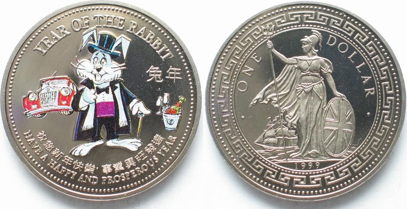 England GREAT BRITAIN Trade Dollar 1999 YEAR OF THE RABBIT Proof | MA-Shops