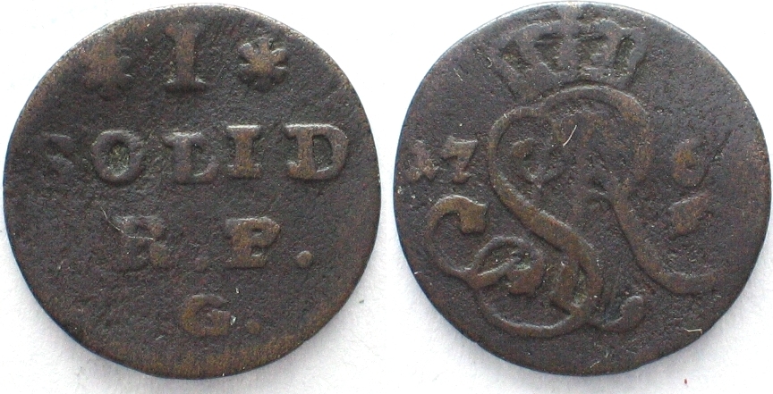 Polen POLAND Solidus 1766 G STANISLAUS AUGUSTUS copper aVF RARE! VF ...