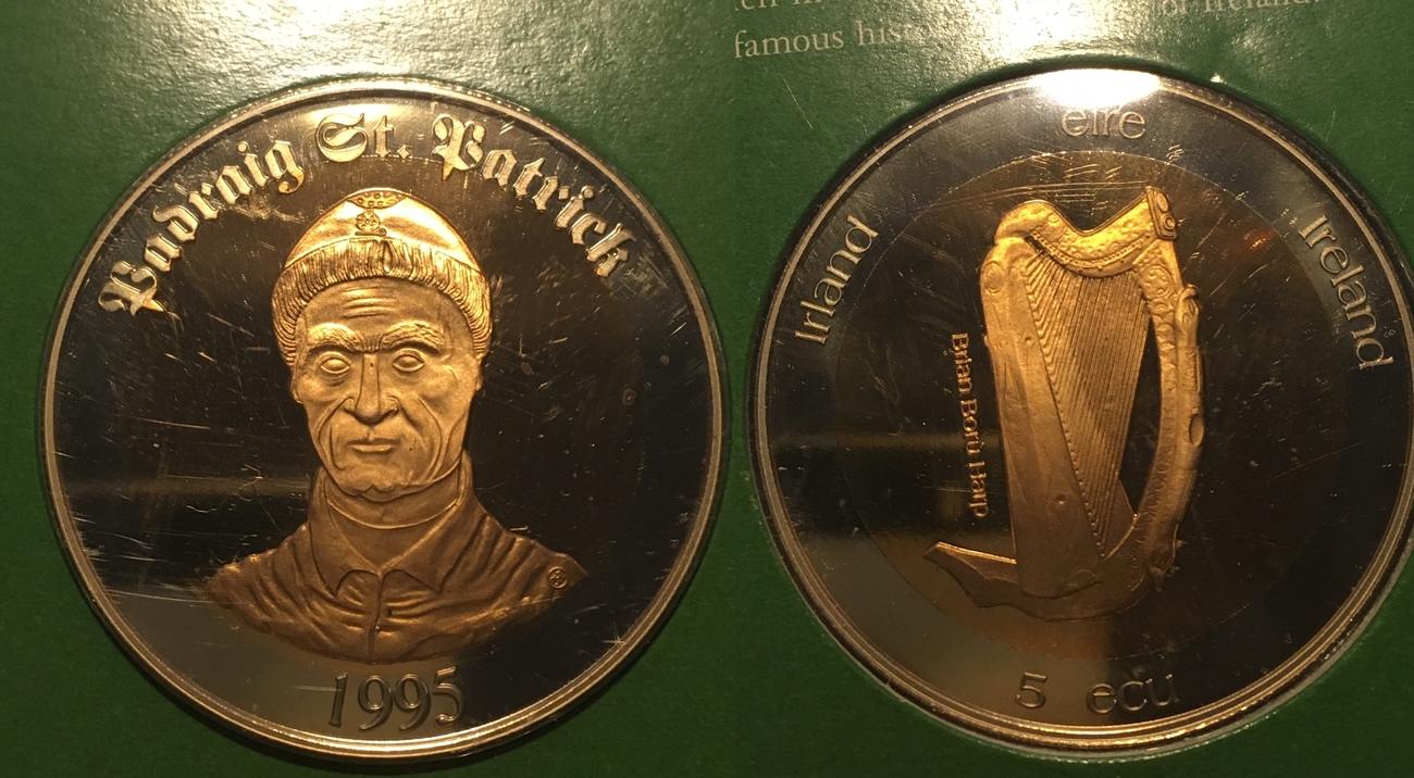 Irland IRELAND 5 Ecu 1995 ST. PATRICK bi-metallic Proof in folder | MA ...
