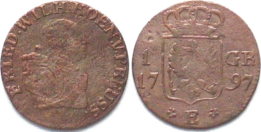Preussen PRUSSIA Groschen 1797 E Konigsberg FRIEDR. WILHELM II billon ...