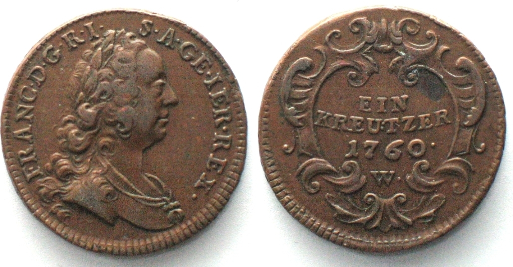 Haus Habsburg AUSTRIA Kreuzer 1760 W, FRANZ I, copper XF! EF | MA-Shops