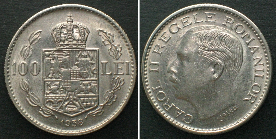 Rumänien ROMANIA. 100 Lei 1938, CAROL II nickel KEY DATE! UNC! | MA-Shops