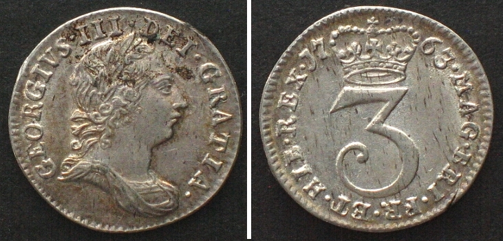 England GREAT BRITAIN. 3 Pence 1763, GEORGE III silver UNC!!! | MA-Shops