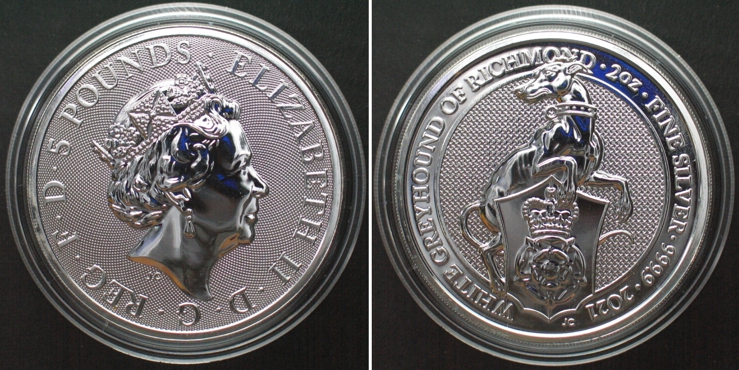 England GREAT BRITAIN 5 Pounds 2021 Greyhound of Richmond QUEEN'S ...