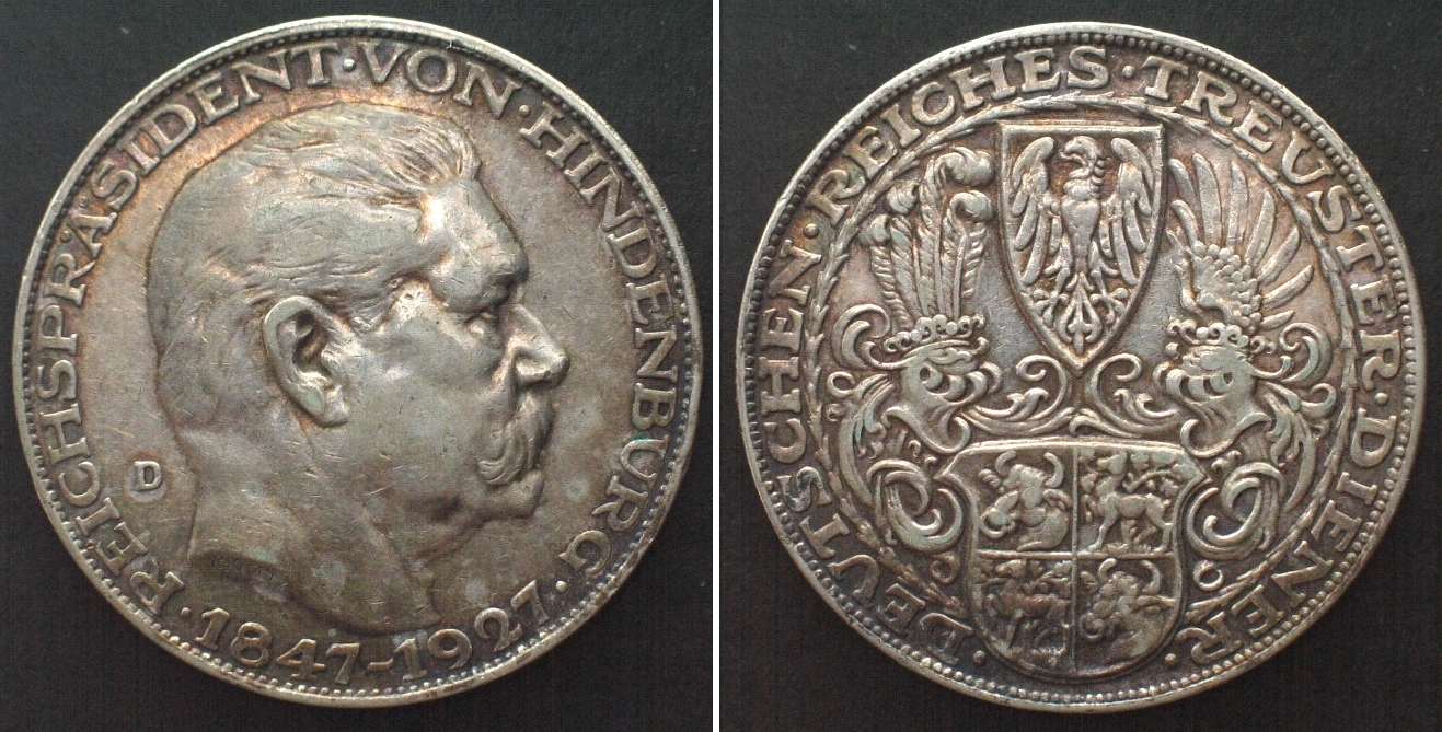 Deutschland - Weimarer Republik Germany WEIMAR REPUBLIC 5 Mark 1927 D ...