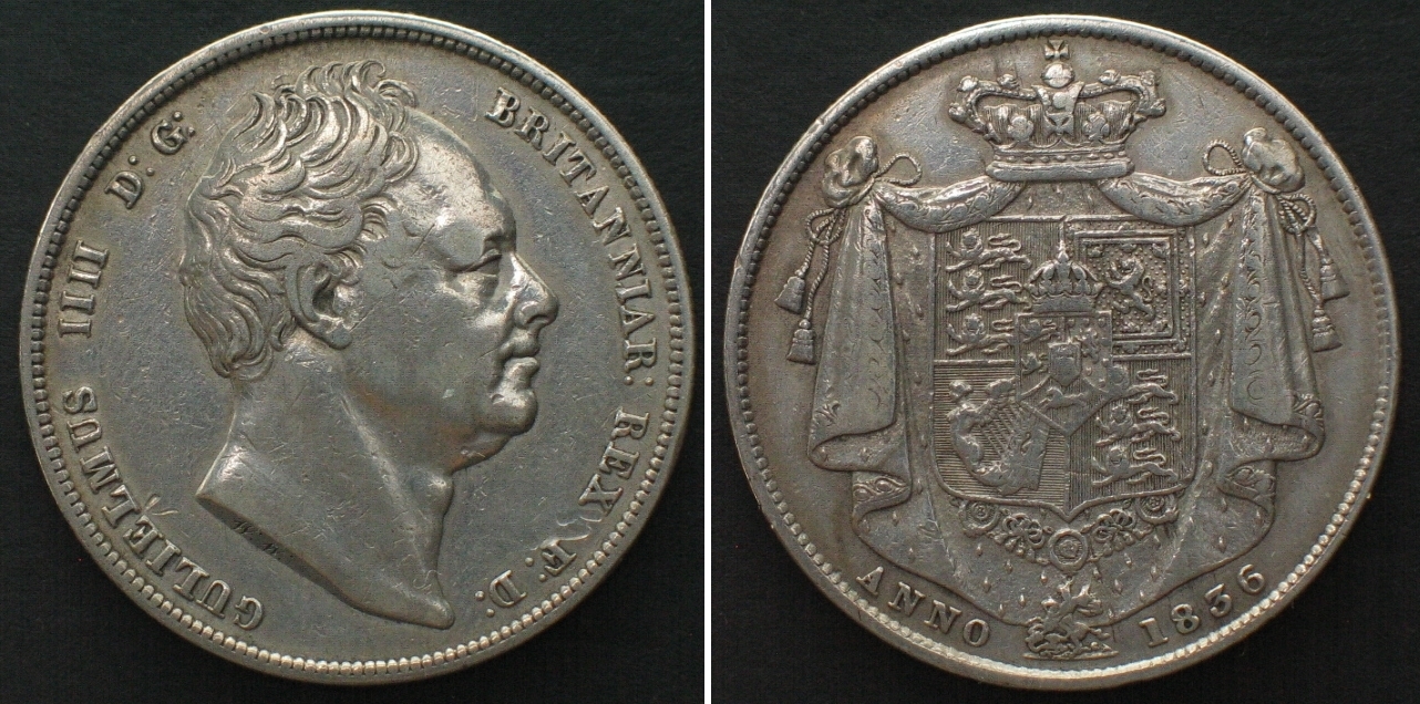 England GREAT BRITAIN Half Crown 1836, WW in script on truncation ...