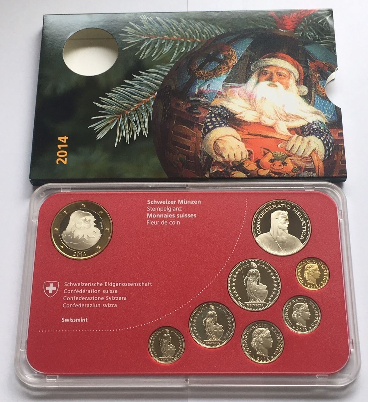 Schweiz SWITZERLAND 2014 MINT SET BU CHRISTMAS SET RARE! | MA-Shops